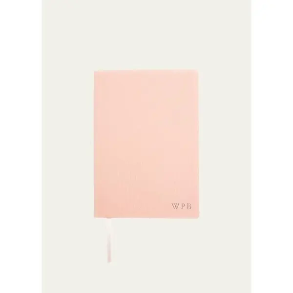 ROYCE NEW YORK Monogrammed Leather Bound Executive Notebook, Personalized - Light Pink