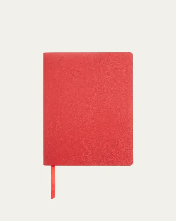 ROYCE NEW YORK Monogrammed Leather Bound Executive Notebook, Personalized - Red
