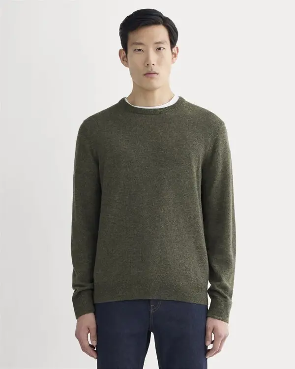 Everlane Cashmere Crew Neck Sweater - Heathered Army Green