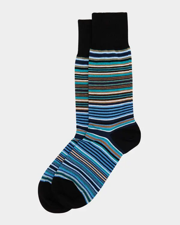 Paul Smith Kahn Signature Stripe Crew Socks - Black