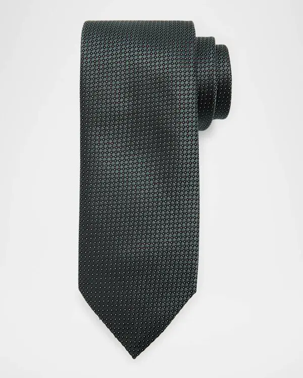 Zegna Micro-birdseye Jacquard Silk Tie - Gray