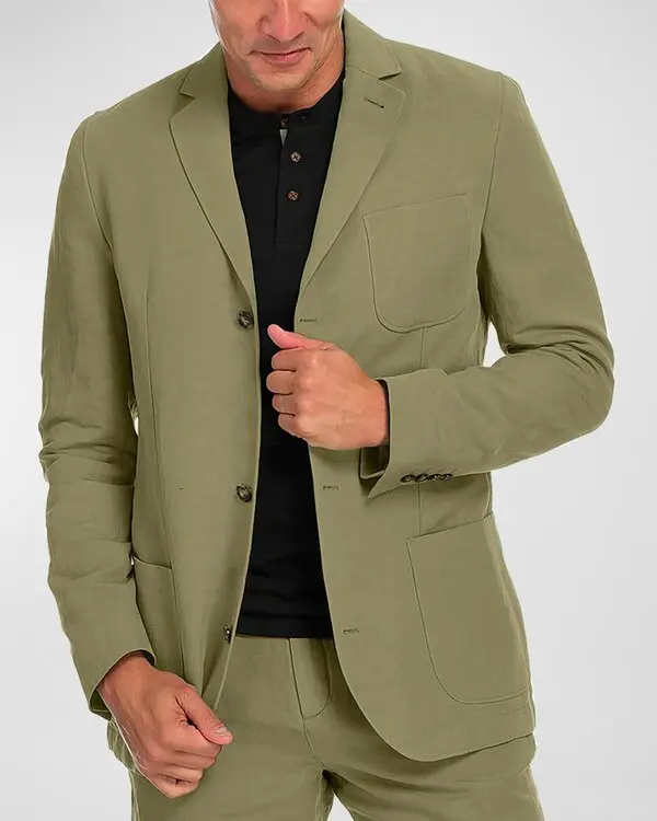 Fisher + Baker Collins Cotton-linen Sport Jacket - Dusty Sage