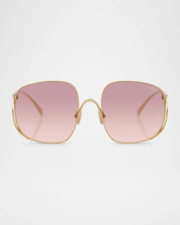 Miu Miu Mu A57s Metal Square Sunglasses - Ylwpnk
