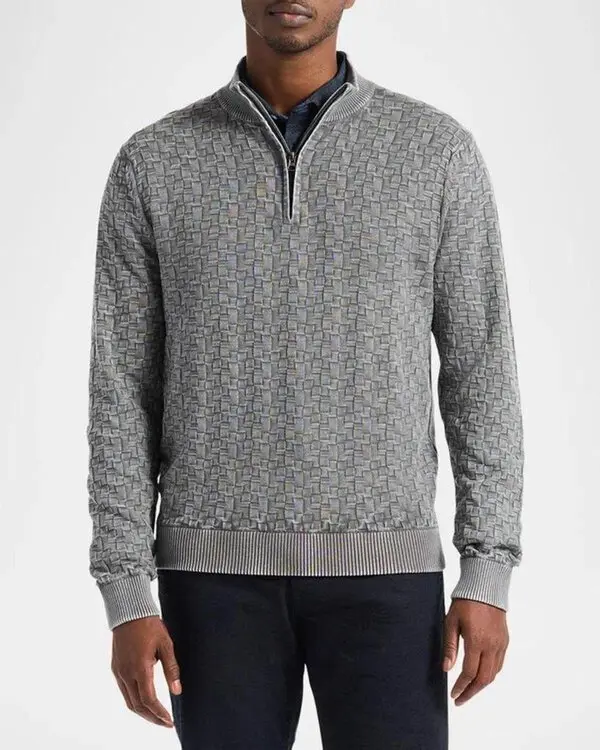 Robert Graham Aubin Jacquard Knit Quarter-zip Sweater