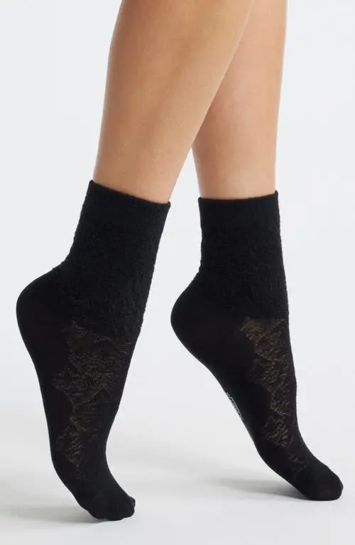 STEMS Fleur Cotton Blend Crew Socks - Black