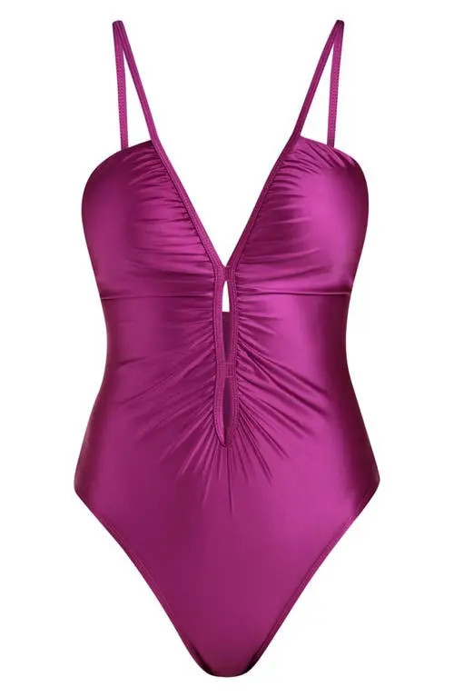 La Blanca Lace-up One-piece Swimsuit - Berry