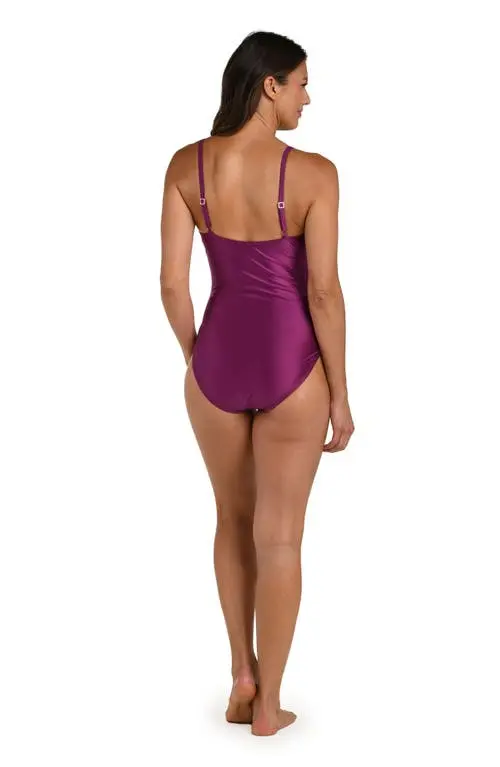 La Blanca Lace-up One-piece Swimsuit - Berry