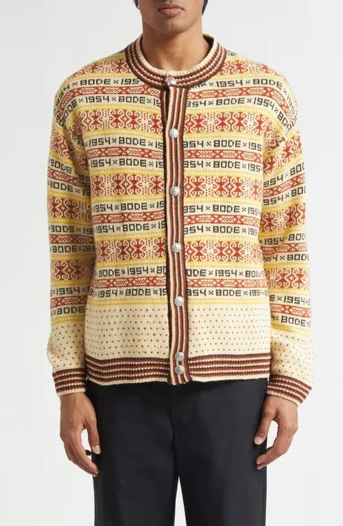 BODE Marzipan Fair Isle Wool Cardigan - Beige Multi