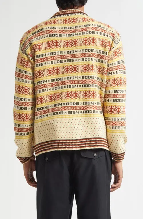 BODE Marzipan Fair Isle Wool Cardigan - Beige Multi