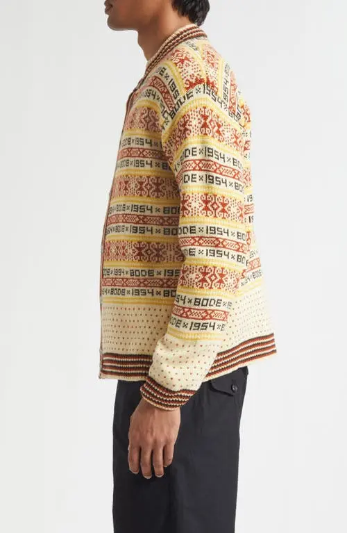 BODE Marzipan Fair Isle Wool Cardigan - Beige Multi