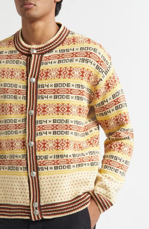 BODE Marzipan Fair Isle Wool Cardigan - Beige Multi
