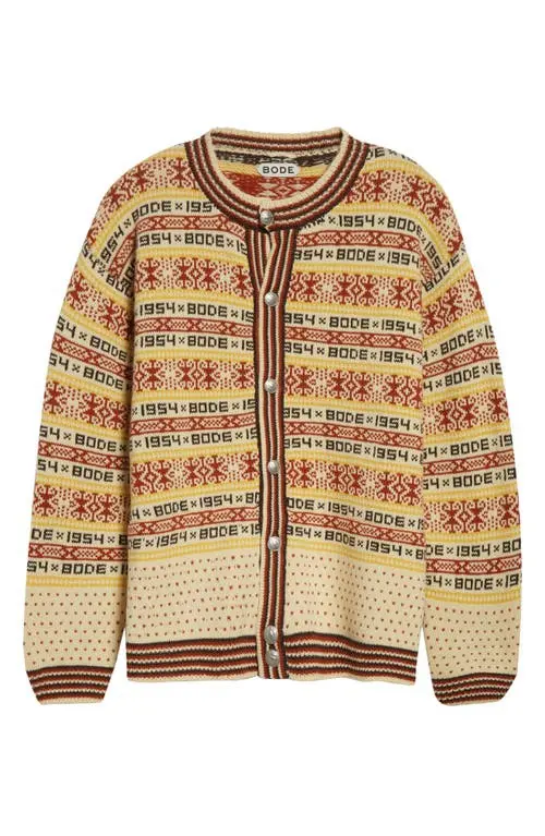 BODE Marzipan Fair Isle Wool Cardigan - Beige Multi