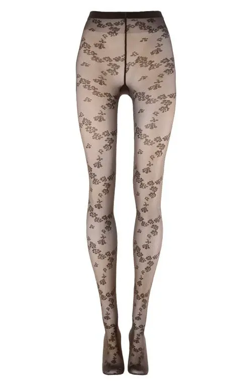 Wolford Floret Tights - Dark Wood