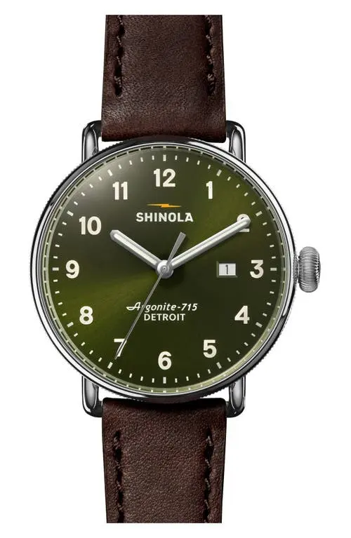 Shinola Canfield Strap Watch - Dark Olive