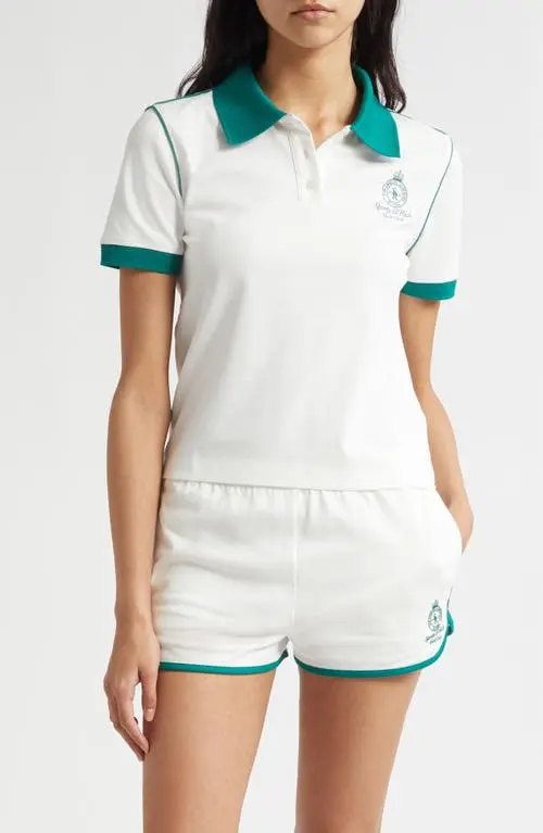 SPORTY & RICH Crown Embroidered '70s Piqué Polo