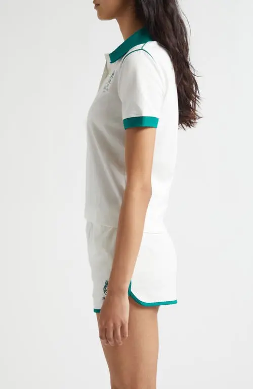 SPORTY & RICH Crown Embroidered '70s Piqué Polo