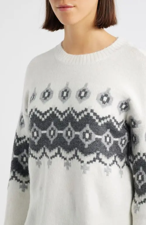Vince Camuto Fair Isle Crewneck Sweater - Antique White