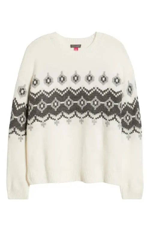 Vince Camuto Fair Isle Crewneck Sweater - Antique White