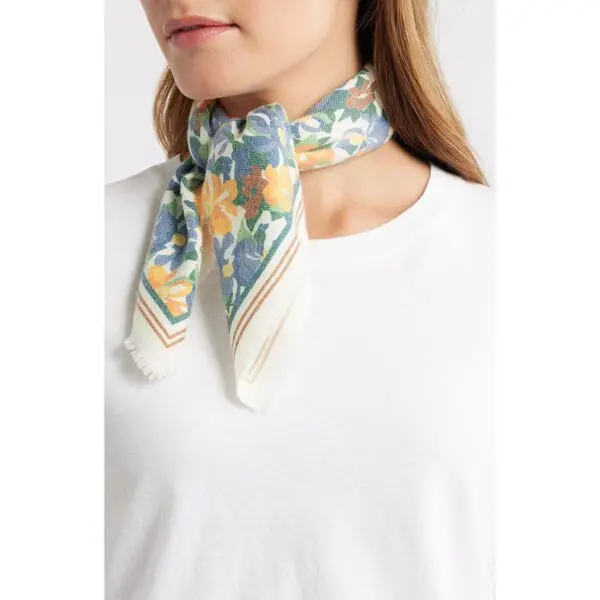 Treasure & Bond Fringe Bandana Scarf - Ivory Floral
