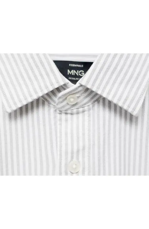 Mango Stripe Cotton Button-up Oxford Shirt