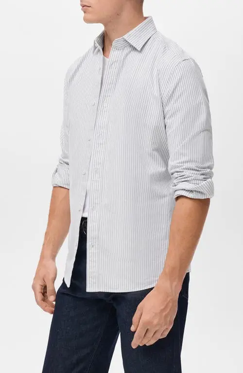 Mango Stripe Cotton Button-up Oxford Shirt