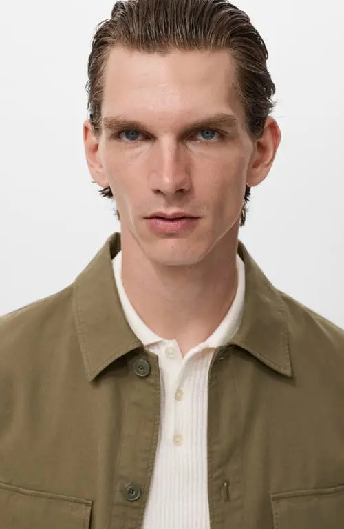 Mango Regular Fit Lyocell & Cotton Jacket - Khaki Green
