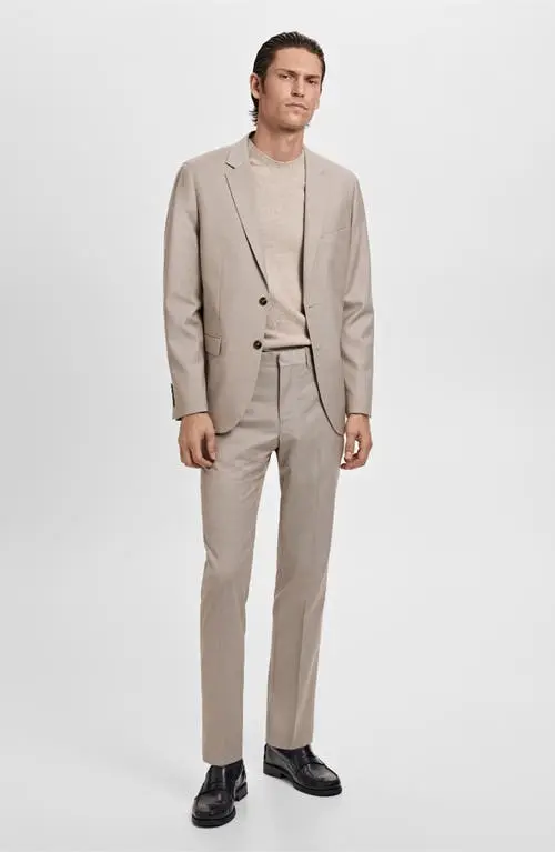 Mango Paris Slim Fit Suit Pants - Sand