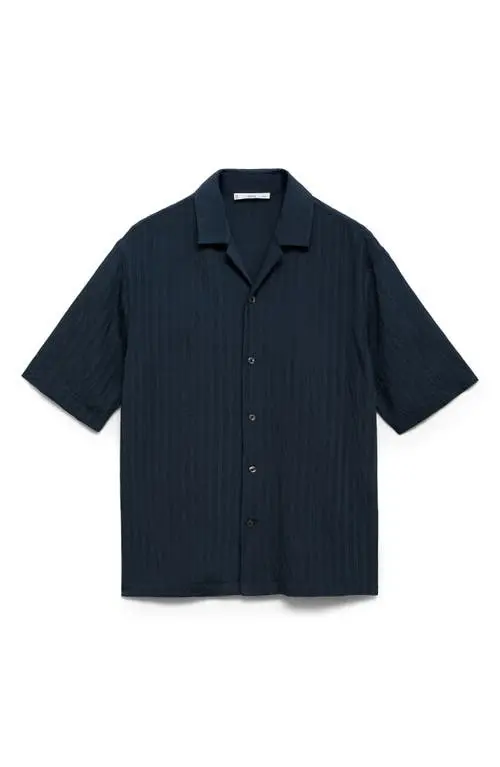 Mango Stripe Embroidered Camp Shirt