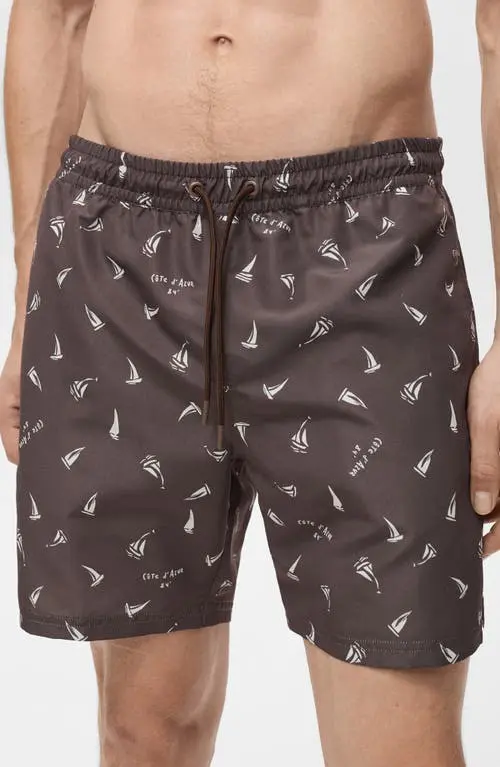 Mango Sailboat Print Swim Trunks