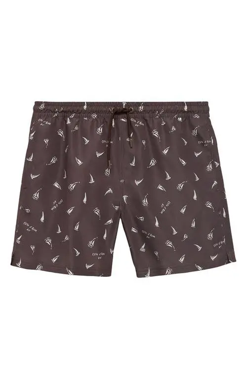 Mango Sailboat Print Swim Trunks