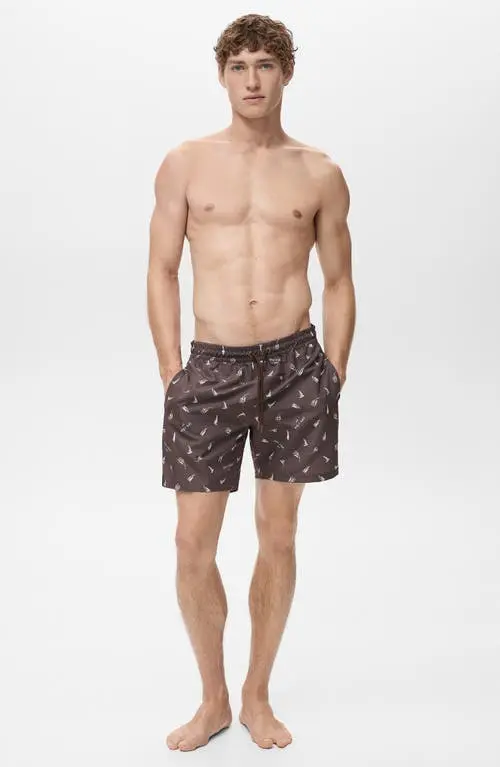 Mango Sailboat Print Swim Trunks