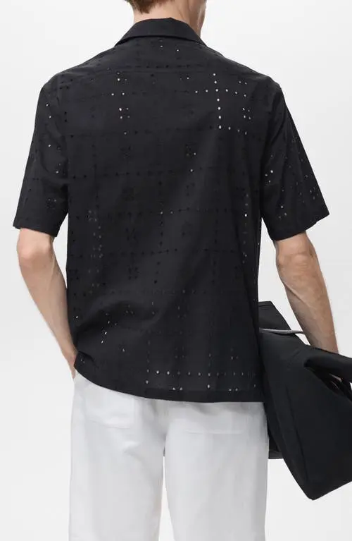Mango Cotton Broderie Anglaise Button-up Shirt