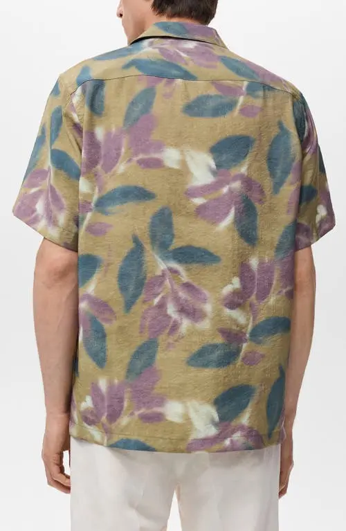Mango Abstract Floral Print Camp Shirt