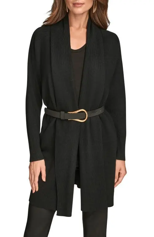 Donna Karan New York Belted Longline Cardigan - Black