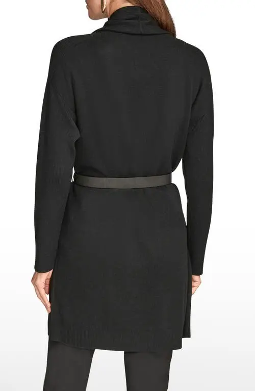 Donna Karan New York Belted Longline Cardigan - Black