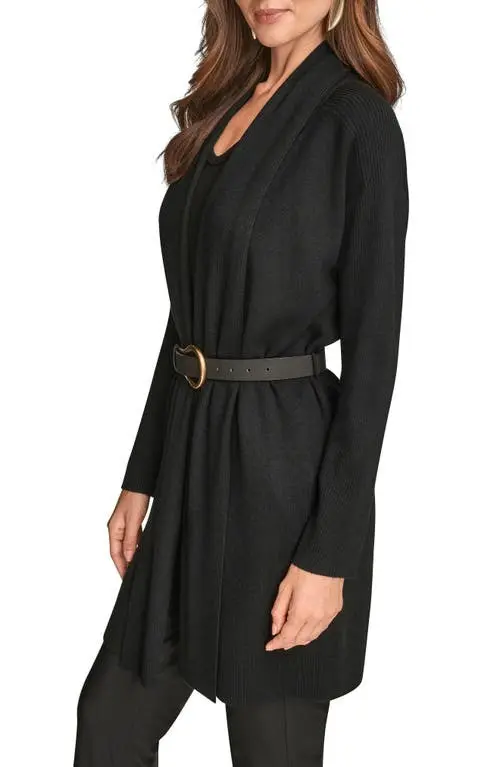 Donna Karan New York Belted Longline Cardigan - Black