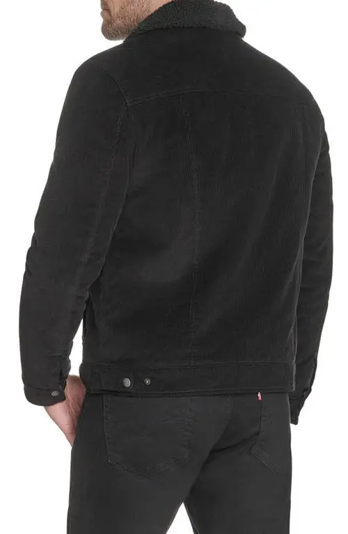 LEVI'S Corduroy Depot Jacket With Faux Shearling Lining - Black