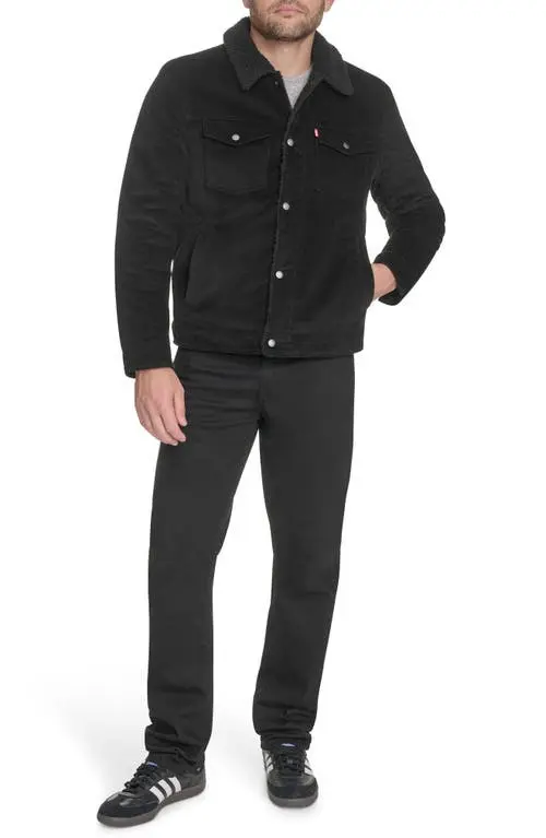 LEVI'S Corduroy Depot Jacket With Faux Shearling Lining - Black