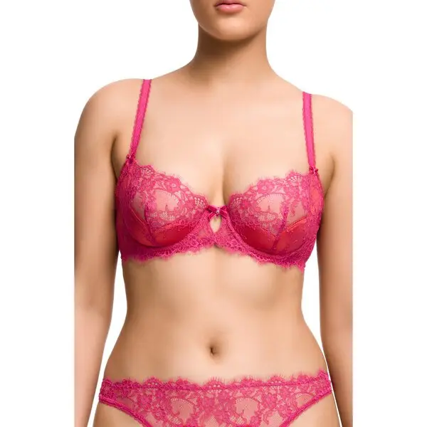 DITA VON TEESE Zsa Zsa Underwire Padded Lace Bra - Magenta