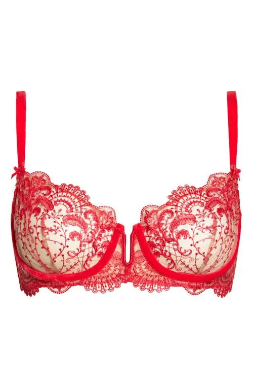 DITA VON TEESE Nom De Plume Velvet Trim Underwire Balconette Bra