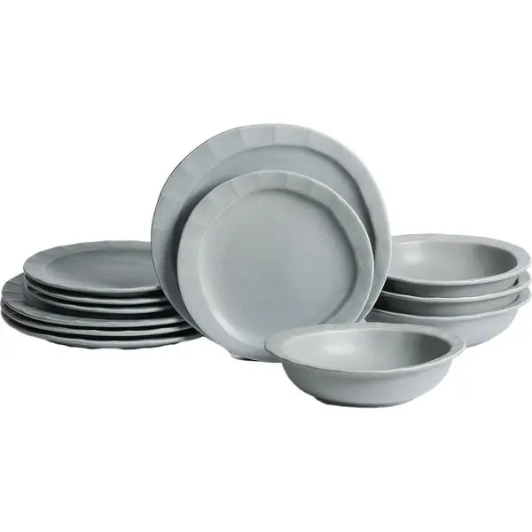 STONE + LAIN Oasis Stoneware 12-piece Dinnerware Set - Grey Blue