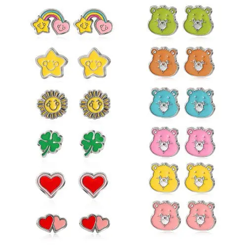 CARE BEARS Stud Earrings Set Of 12 - Multi