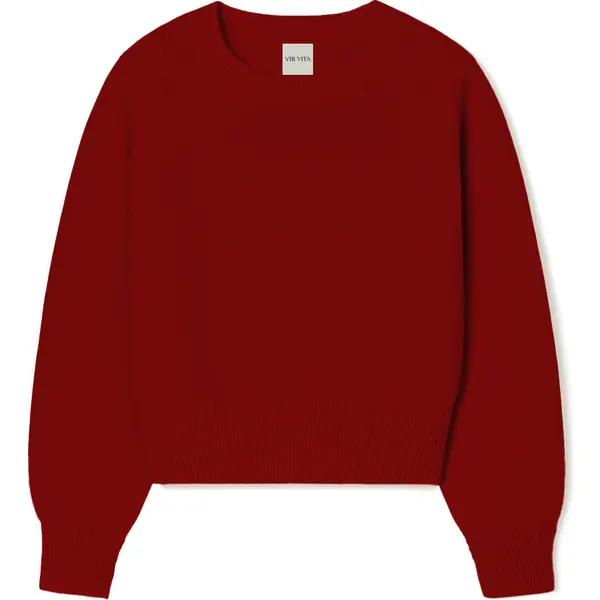VIR VITA Genevieve Cashmere Crewneck Sweater - Cherry