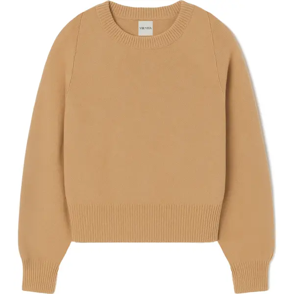 VIR VITA Genevieve Cashmere Crewneck Sweater - Desert