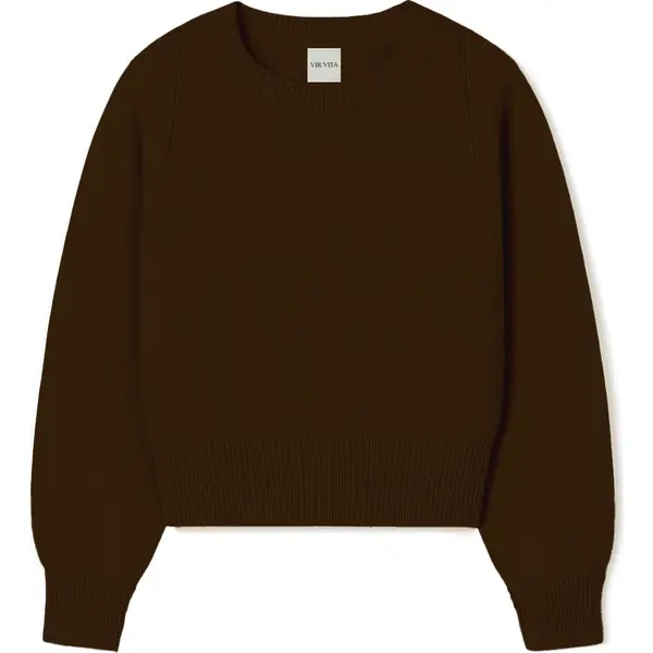 VIR VITA Genevieve Cashmere Crewneck Sweater - Espresso