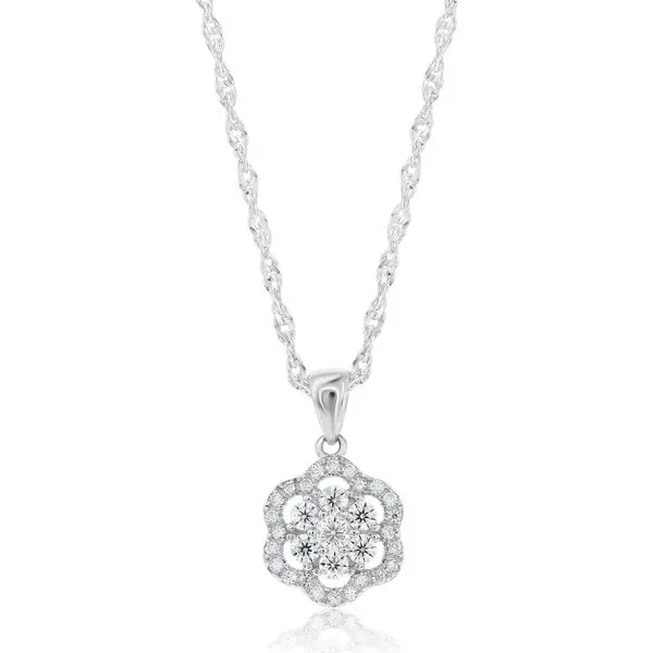 DONATELLO GIAN Sterling Cluster Moissanite Pendant Necklace - Silver