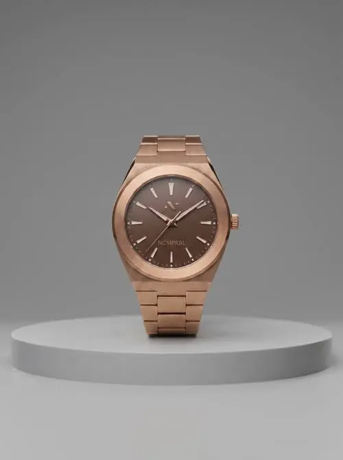 NCMPRBL Elevate Link Watch - Muted Rose Gold/mocha
