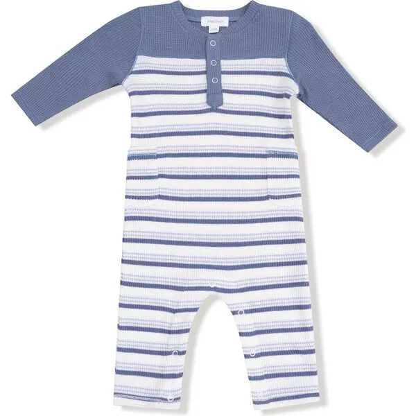 ANGEL DEAR Stripe Romper - Blue/ivory