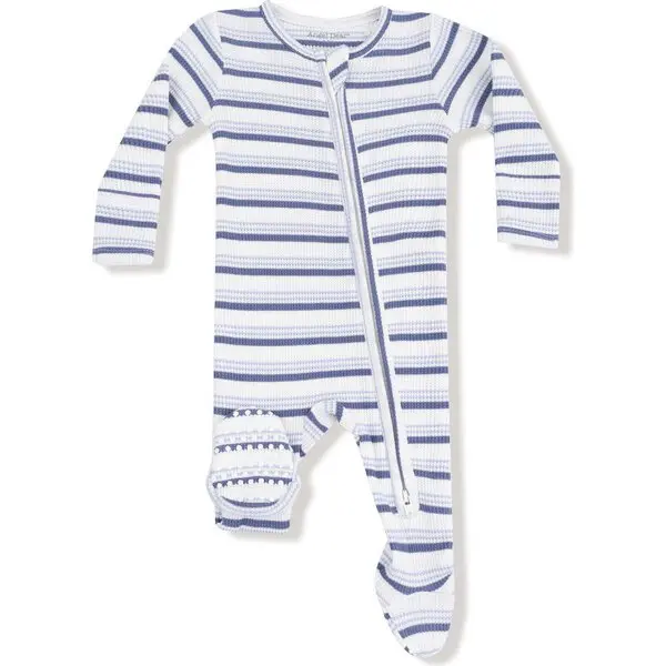 ANGEL DEAR Vintage Stripe Footie - Blue/ivory