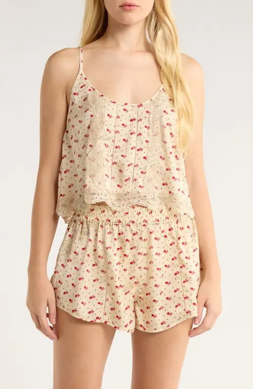 Free People Midnight Muse Satin Pajamas - Sand Combo